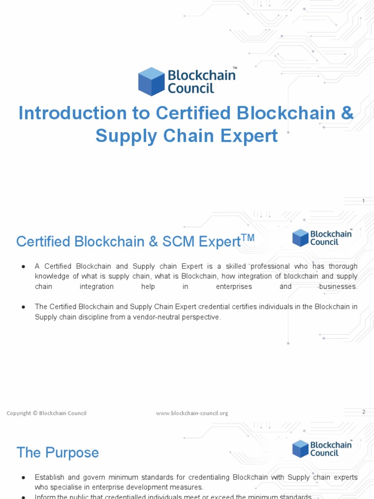 Introduction To CERTIFIED BLOCKCHAIN & SUPPLY CHAIN EXPERT | PDF ... Introduction To CERTIFIED BLOCKCHAIN & SUPPLY CHAIN EXPERT | PDF ...
