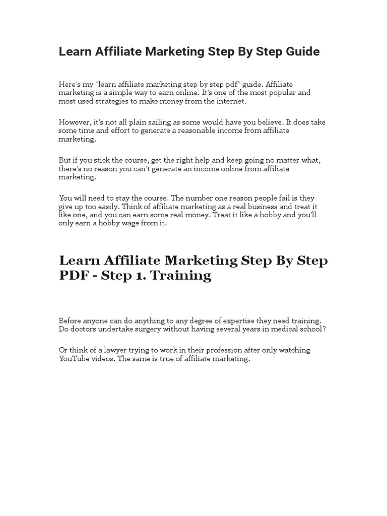 Step-by-Step Affiliate Marketing Guide | PDF | Affiliate Marketing | Sales