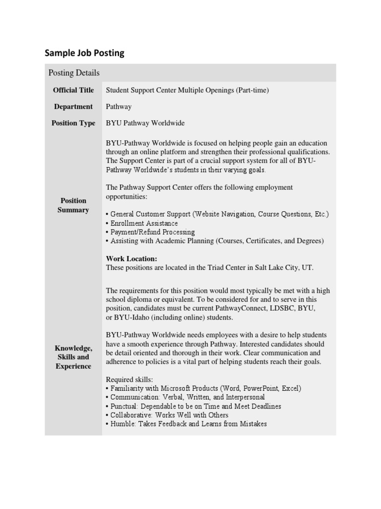 Sample Job Posting | PDF | Résumé | Employment
