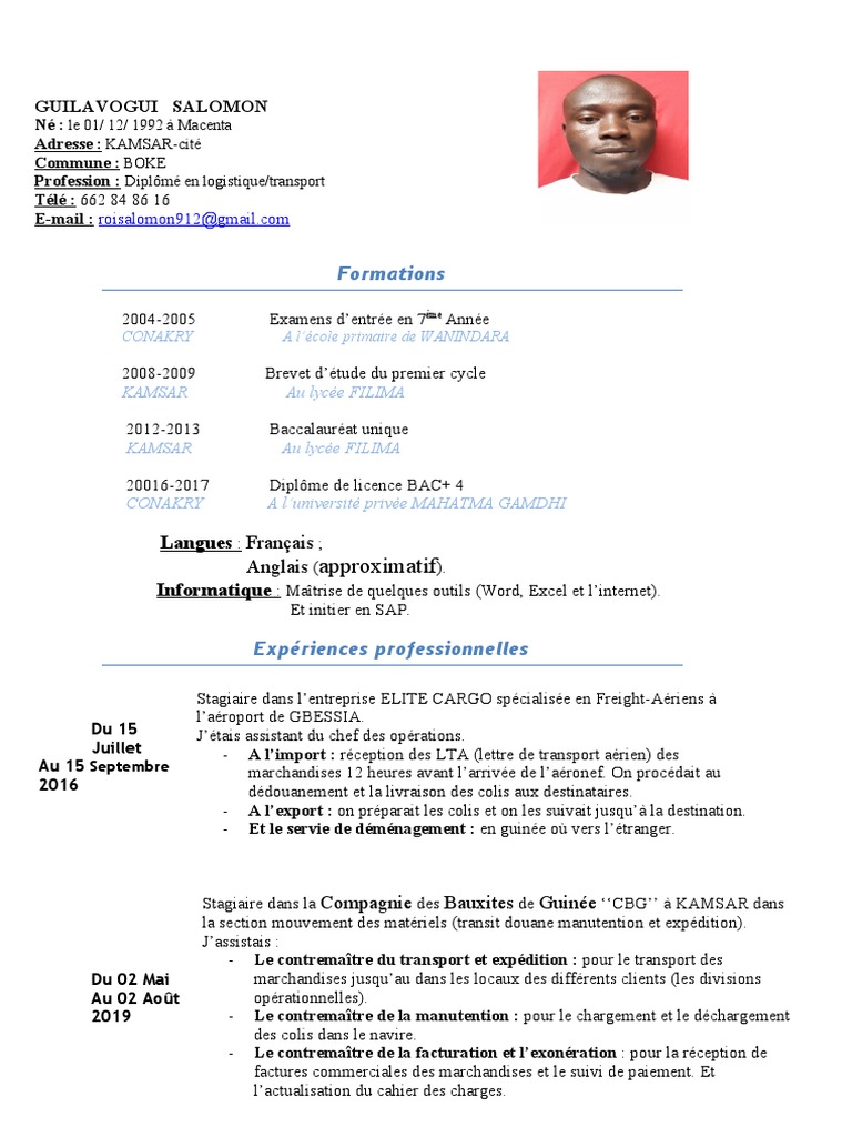 Salomon CV | PDF | Transport