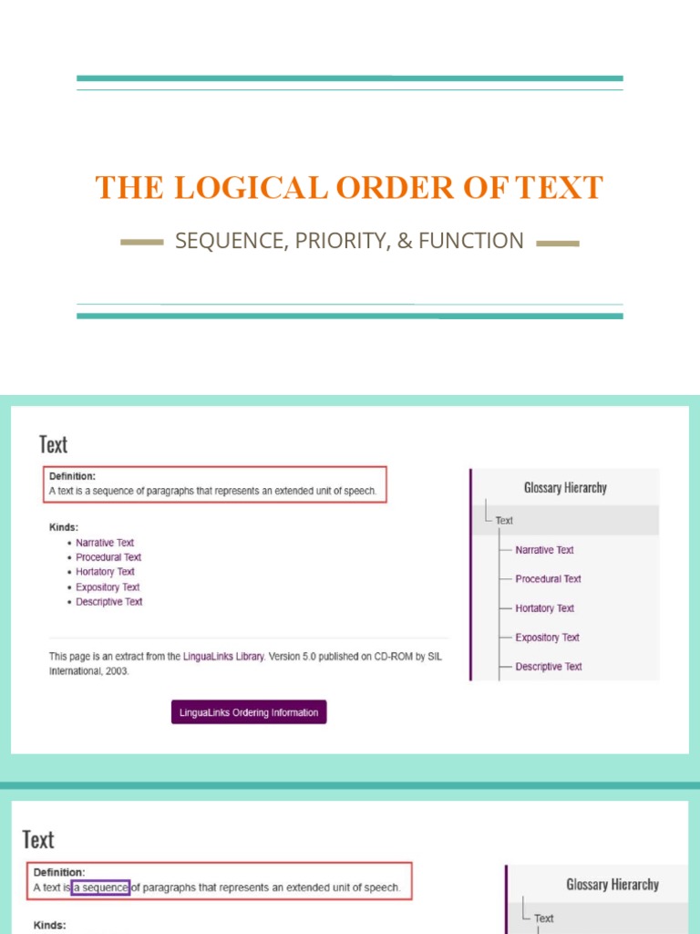 The Logical Order of Text | PDF