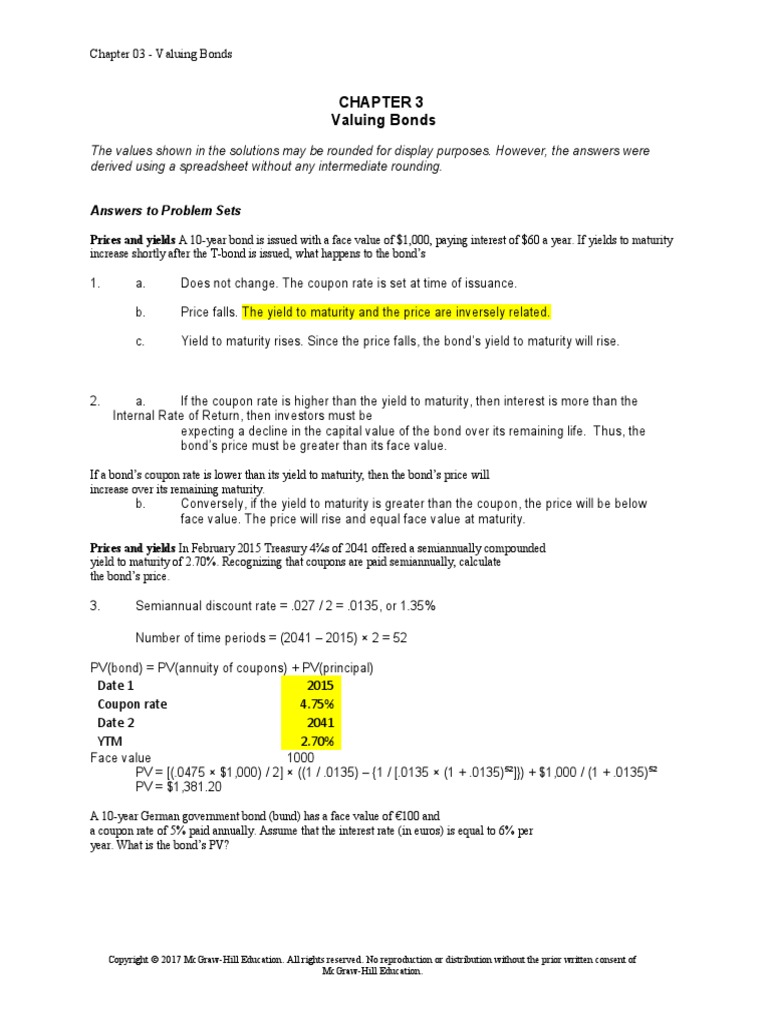 BMA - 12e - SM - CH - 03 - Final (AutoRecovered) | PDF | Bond Duration ...