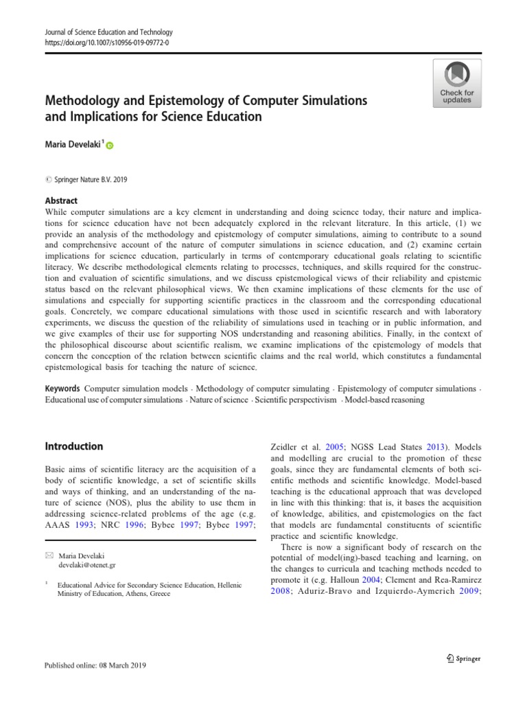 Methodology and Epistemology of Computer Simulations | PDF | Simulation | Conceptual Model