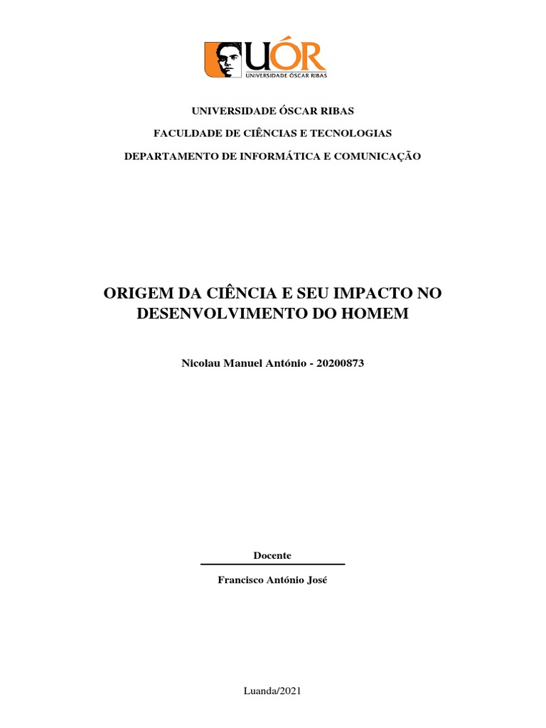 Universidade Óscar Ribas | PDF | Science | Método científico