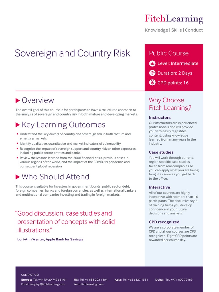 Sovereign and Country Risk: Key Learning Outcomes | PDF | Risk | Debt