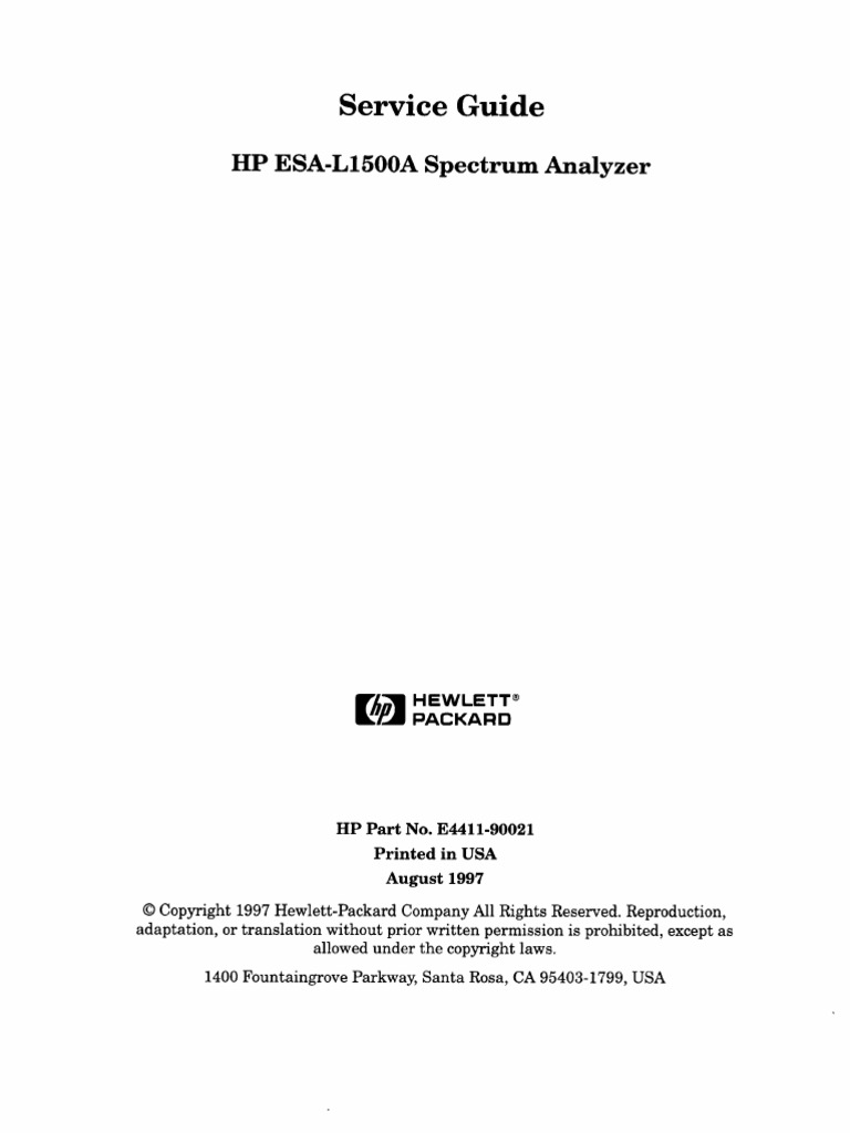 HP Esa-L1500a Spectrum Analyzer - Service Guide | PDF