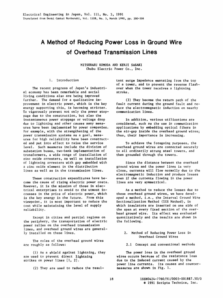 A Method of Reducing Power Loss in Ground Wire of Overhead Transmission ...