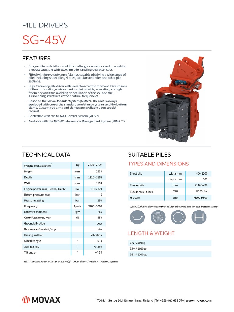 Movax Pile-Drivers sg-45v 2022-01-29 | PDF | Deep Foundation | Civil ...