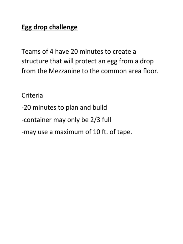 Egg Drop Challenge | PDF