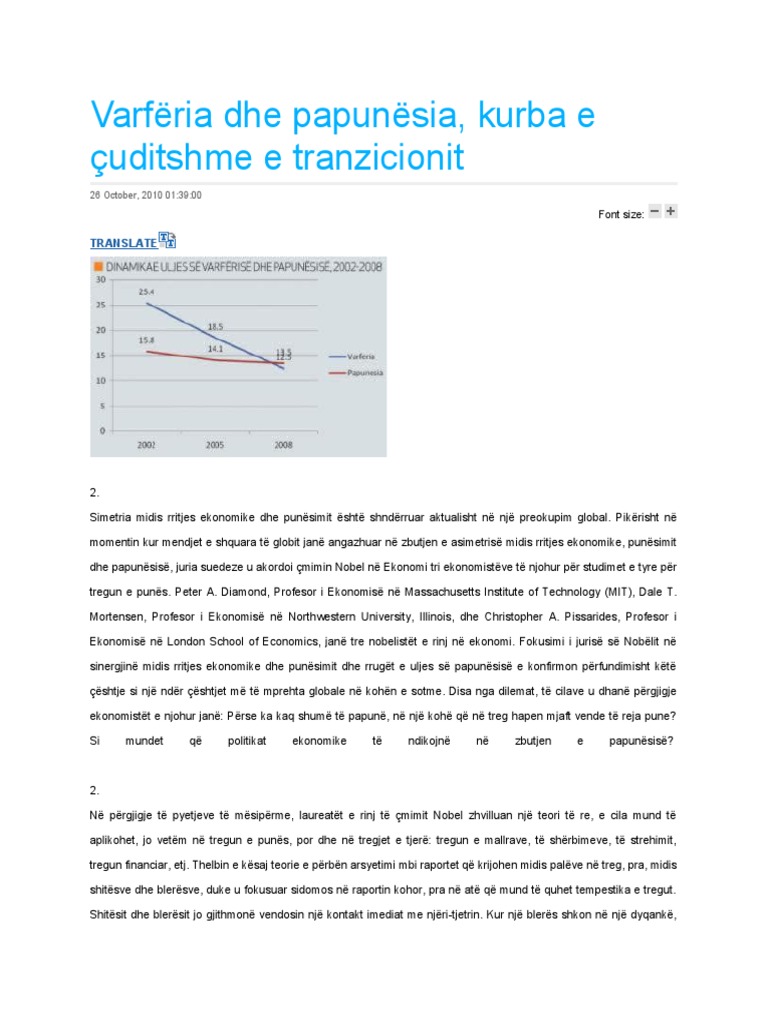 Varfëria Dhe Papunësia | PDF