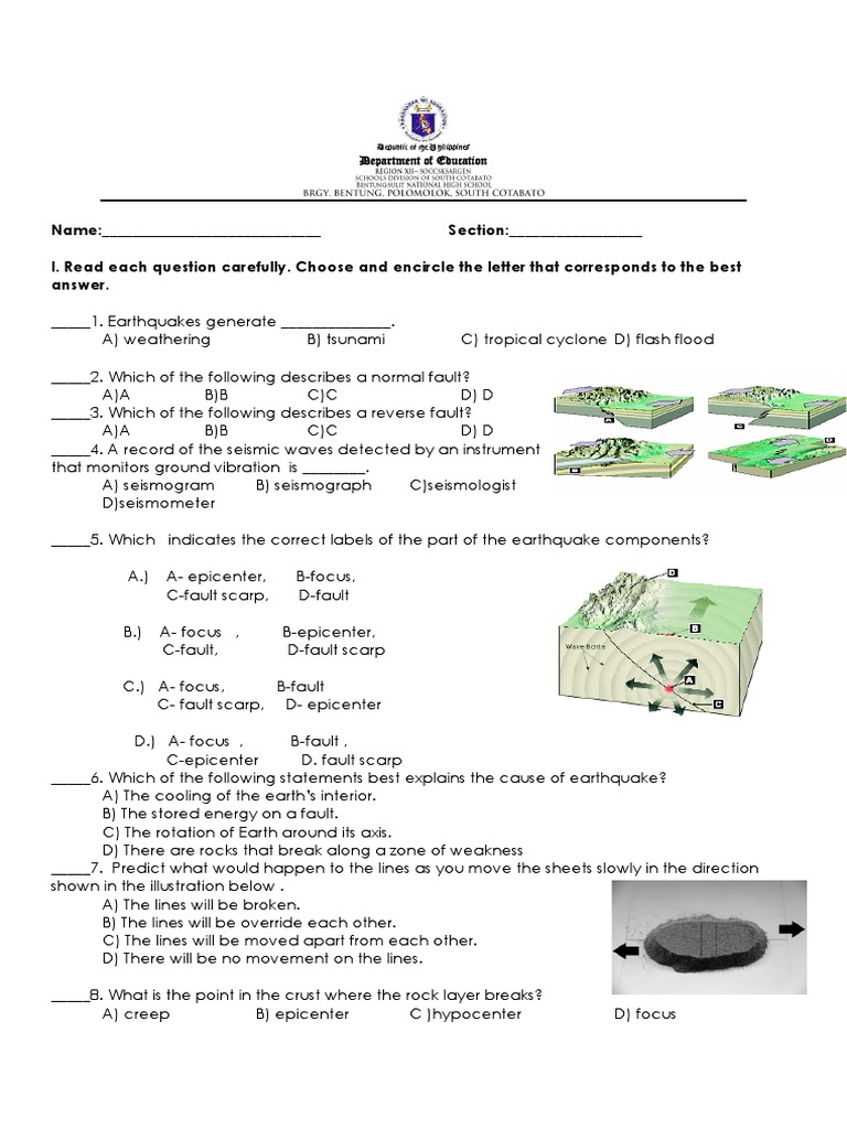 2nd Quarter Science Assessment (2021-2022) | PDF | Earthquakes ...