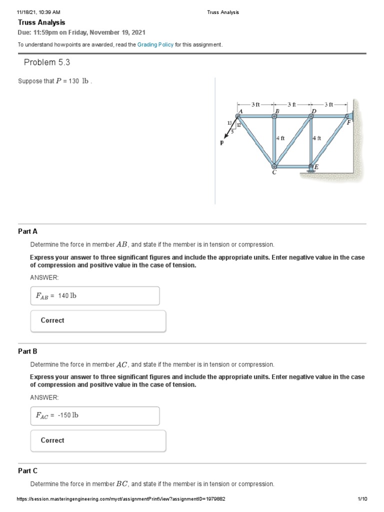 Truss Analysis - DFT - NOV18-2021 | PDF | Truss | Tension (Physics)
