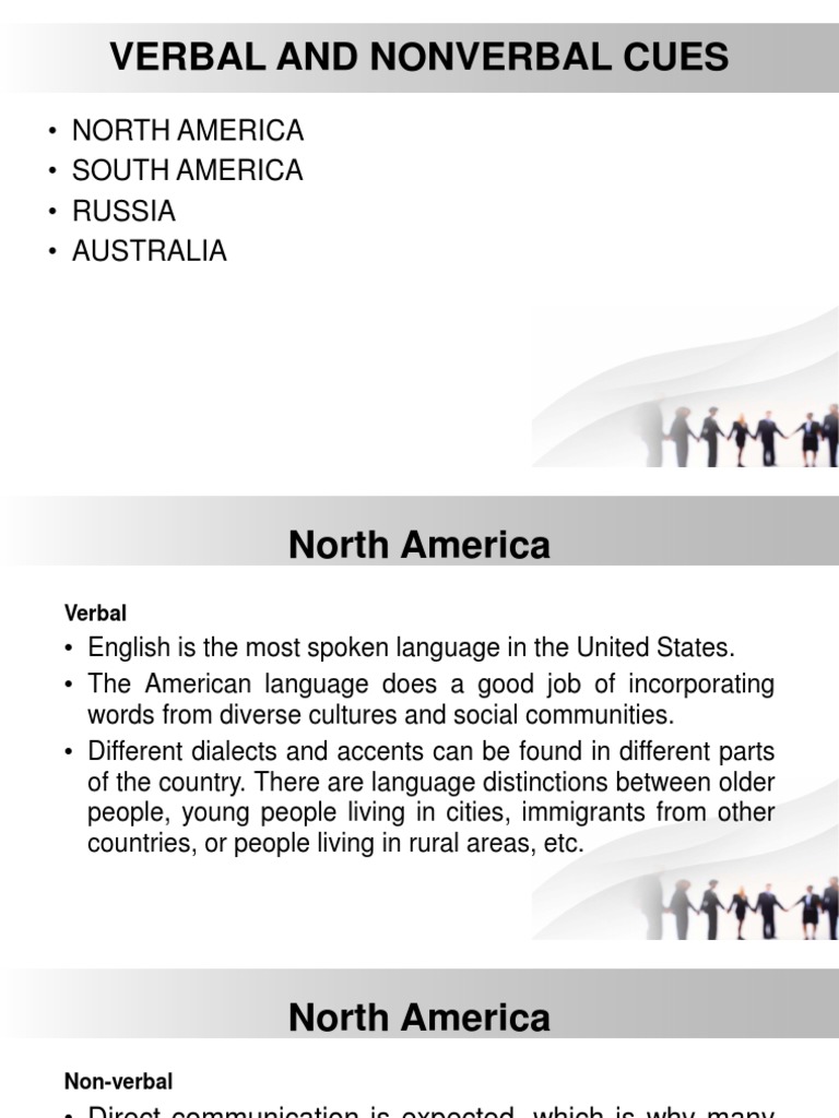 Verbal and Nonverbal Cues: - North America - South America - Russia ...