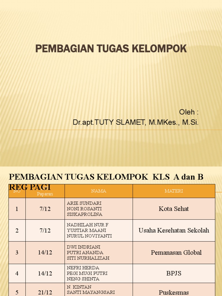 Pembagian Tugas Kelompok | PDF