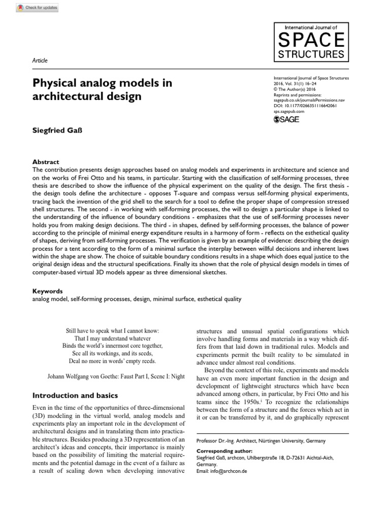 Paper 01 - Gass - Physical - Analog - Models | PDF | Space | Force