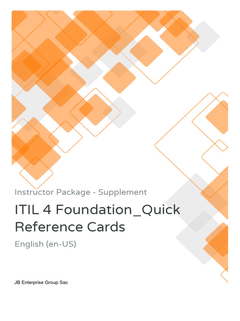 ITIL 4 Foundation - Quick Reference Cards: Instructor Package ...