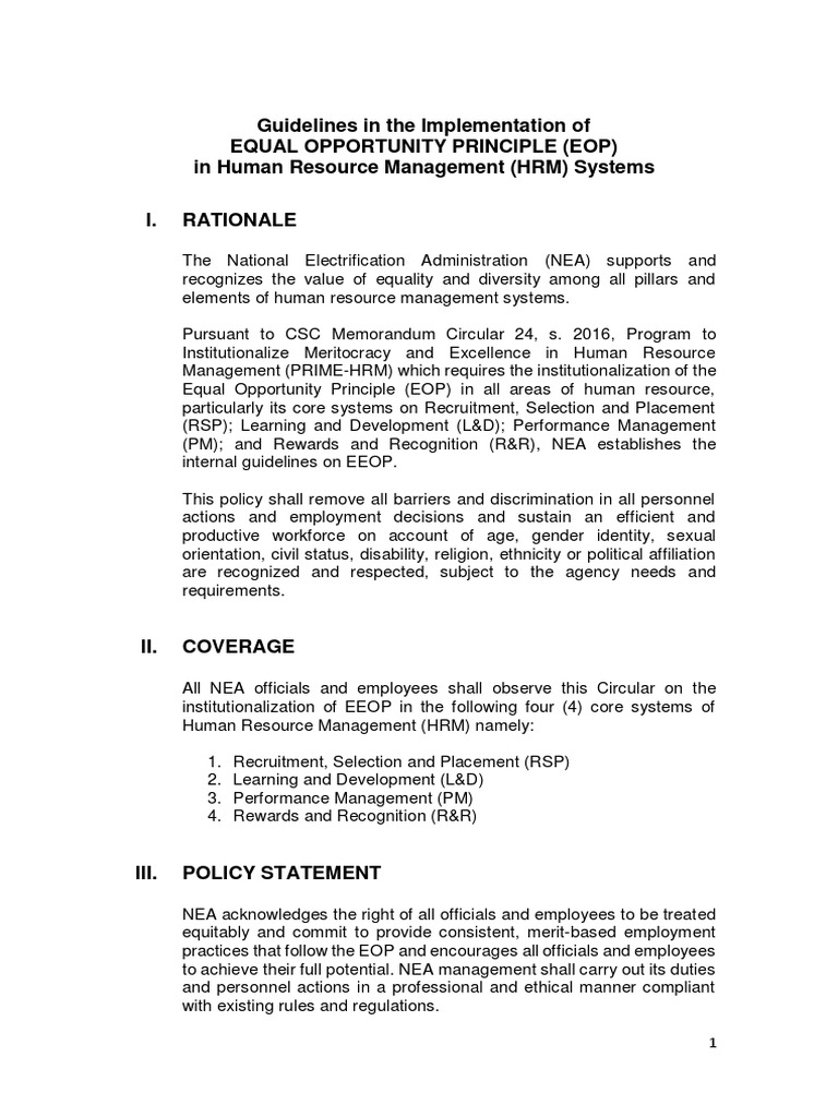 5c. Guidelines in The Implementation of EQUAL OPPORTUNITY PRINCIPLE ...