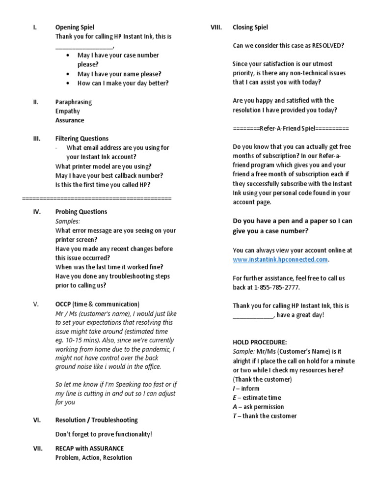 I. Opening Spiel Viii. Closing Spiel: Samples | PDF | Troubleshooting ...