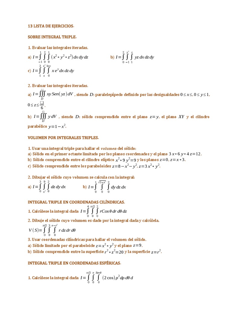 2 Integrales Mult Ejercicios Semana 10 | PDF | Integral | Esfera