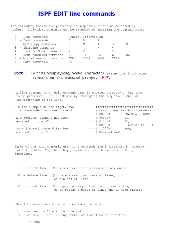 Ispf Edit Line Commands Pdf String Computer Science Letter Case