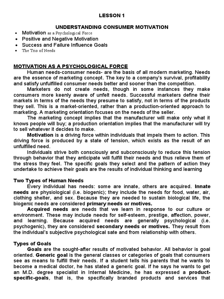 Lesson 1 | PDF | Motivational | Motivation