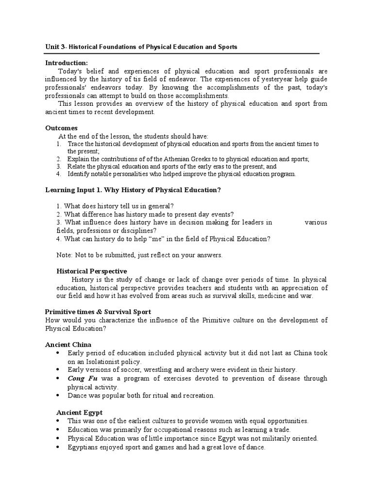 Historical Foundations of Physical Education | PDF | Sports | Roman Empire