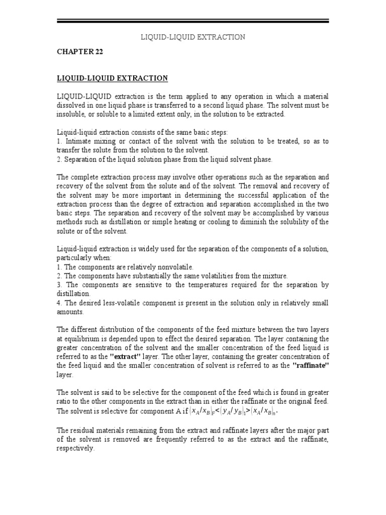 Liquid-Liquid Extraction Process Explained | PDF | Phase (Matter ...