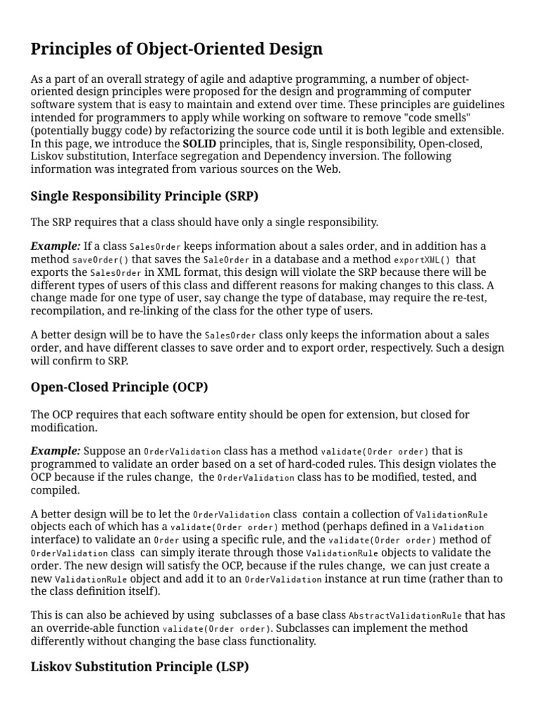 Principles Of Object Oriented Design Pdf Inheritance Object Oriented Programming Method