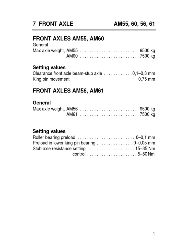Front Axle Specifications and Torque Settings | PDF | Motor Vehicle ...