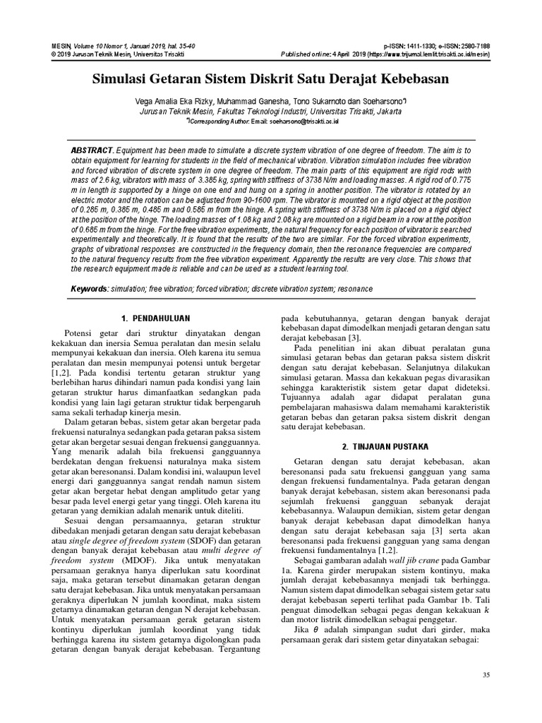 Simulasi Getaran Sistem Diskrit Satu Derajat Kebeb | PDF | Kuantitas ...