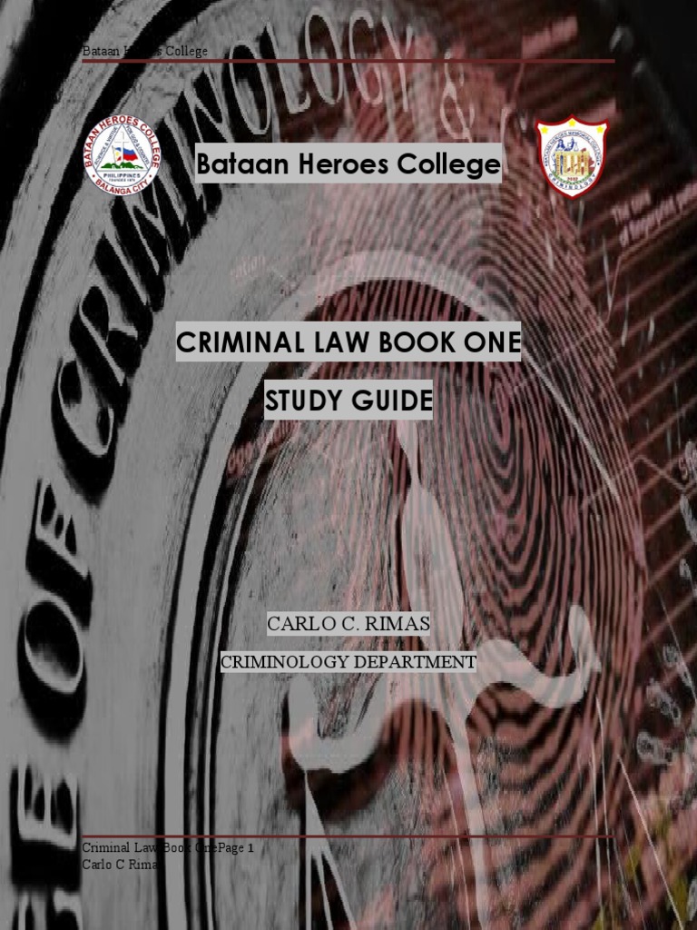 Study Guide Criminal Law Book One | PDF | Mens Rea | Crime & Violence