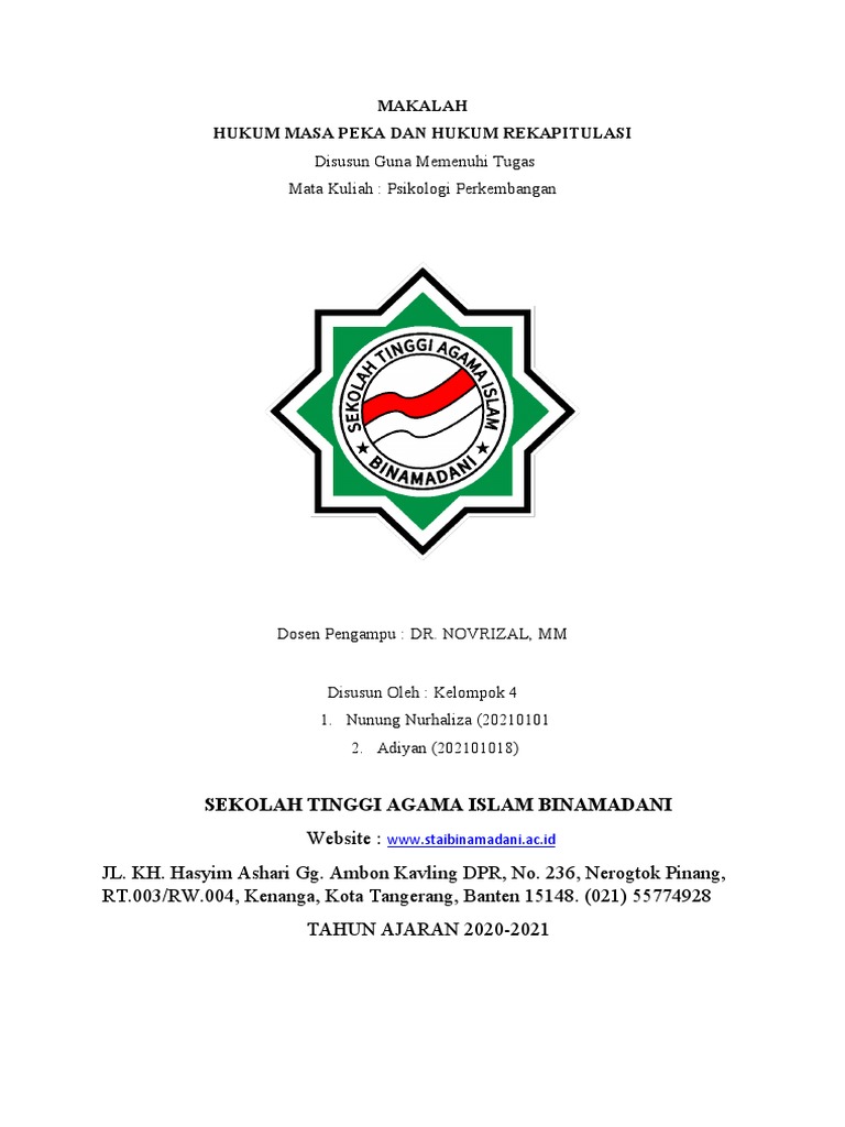 MAKALAH HUKUM Masa Peka Dan Hukum Rekapitulasi | PDF