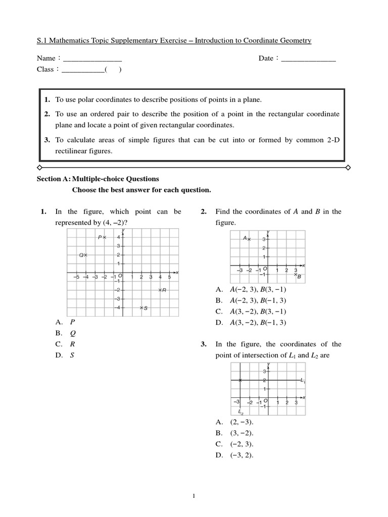 S1 Maths - Coordinates | PDF | Area | Geometric Shapes