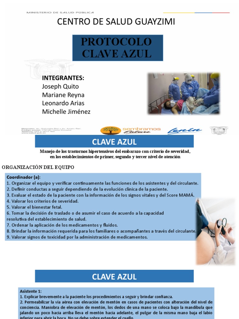 Protocolo Clave Azul en Obstetricia | PDF | Medicina CLINICA | Laboratorios