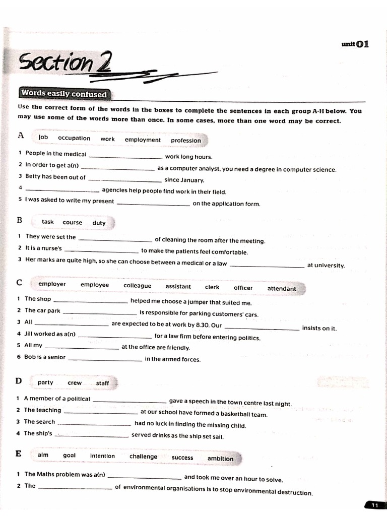 Use of English Section 2 Unit 1 | PDF