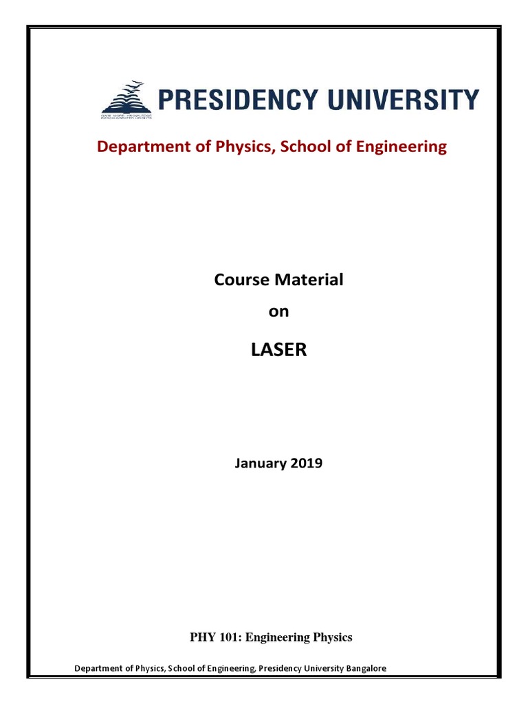 Department of Physics, School of Engineering: Laser | PDF | Laser | P–N ...