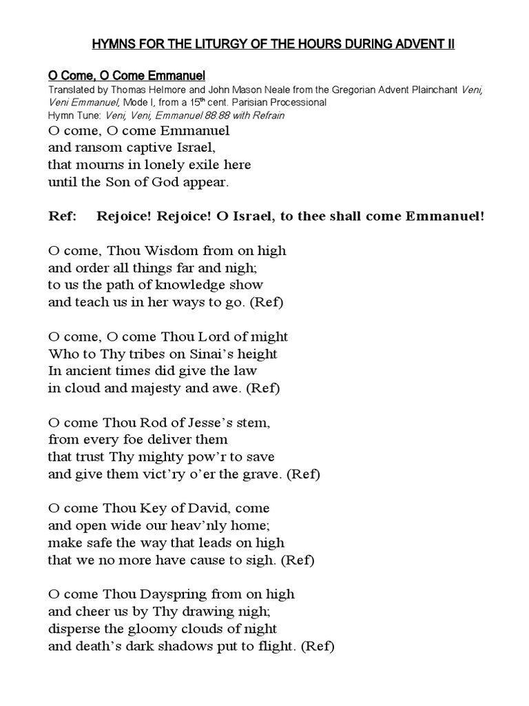 Advent II Hymns for Liturgy Hours | PDF | Religion & Spirituality | Poetry