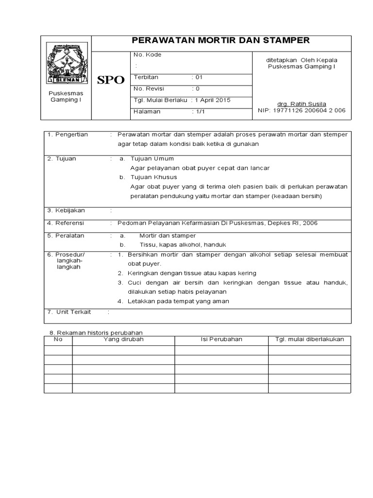 Spo Akre Perawatan Mortir Dan Stamper | PDF