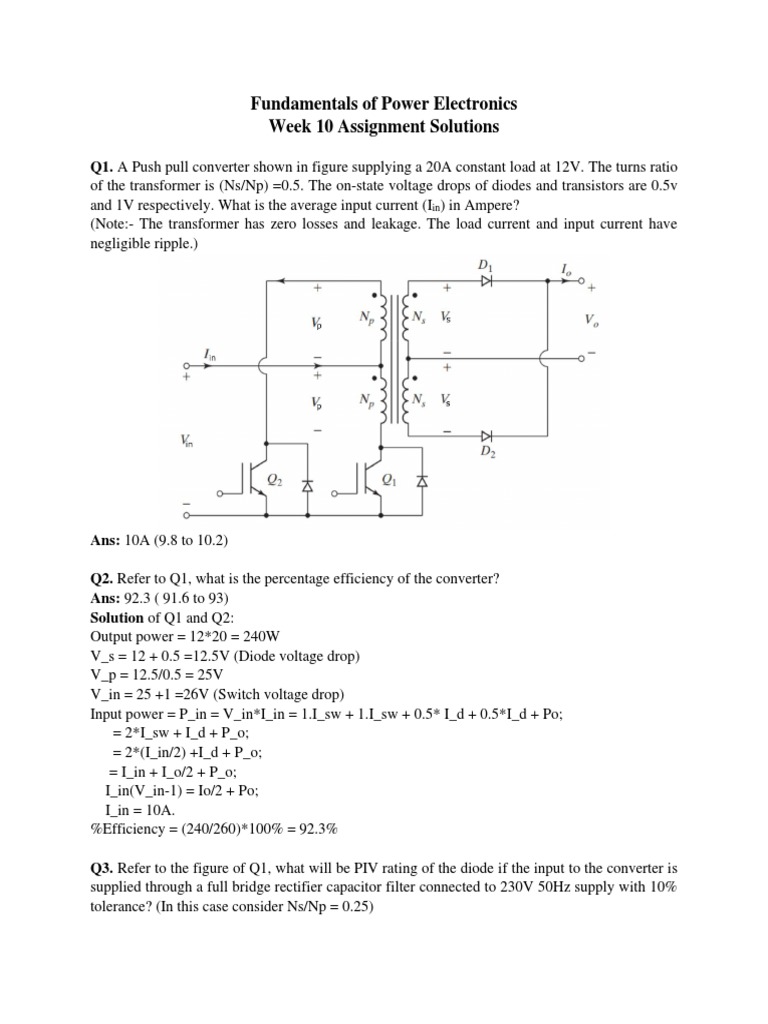 Fundamentals of Power Electronics Week 10 Assignment Solutions | PDF ...