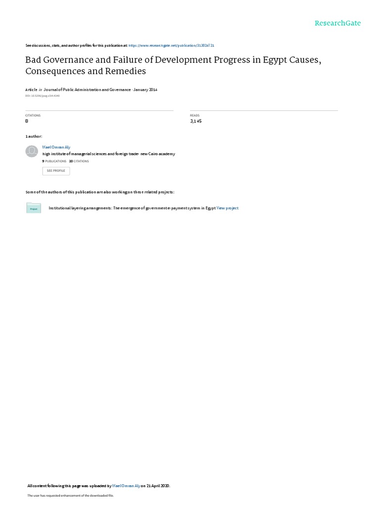 Bad Governance and Failure of Development Progress | PDF | Governance ...