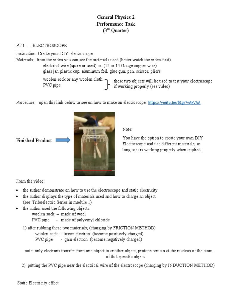 General Physics 2 Performance Task (3 Quarter) | PDF | Electric Charge | Electromagnetism