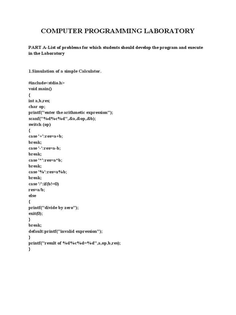 Computer Programming Laboratory Manual Updated | PDF | Theoretical Computer Science | Applied ...