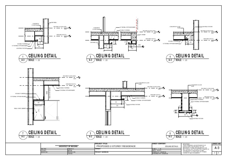 Ceiling Detail Sections for Residence | PDF | Structural Engineering ...