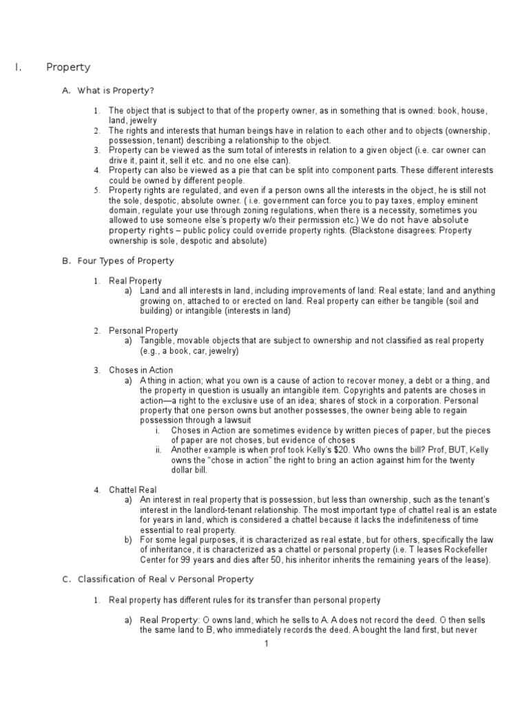 Master Property Outline | PDF | Real Property | Possession (Law)