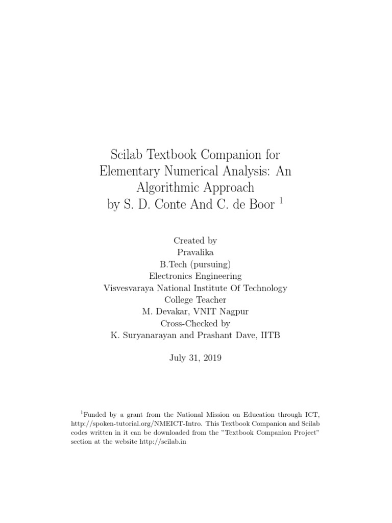 Elementary Numerical Analysis - An Algorithmic Approach - S. D. Conte ...
