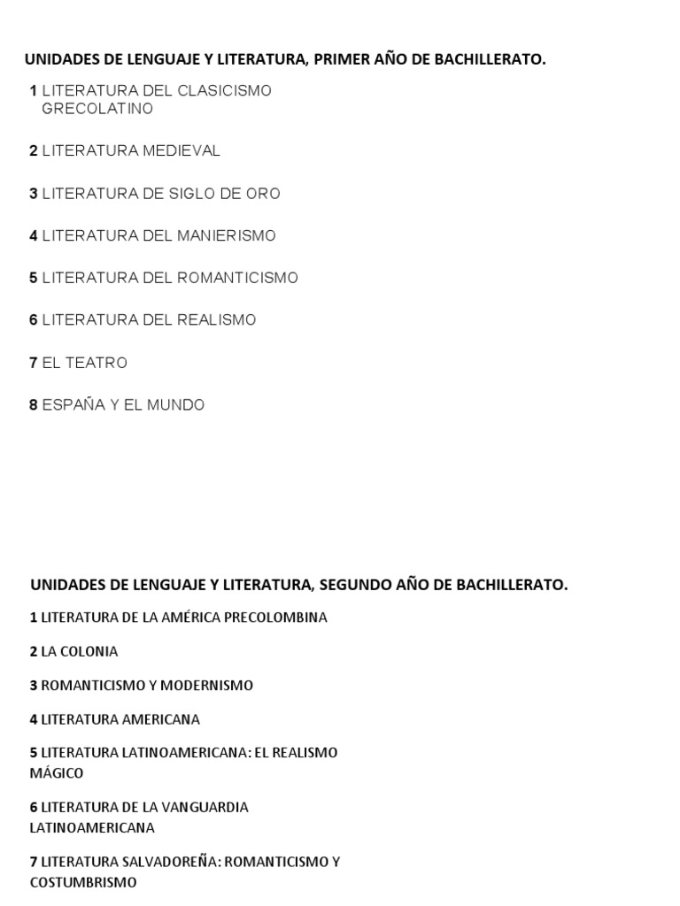 Unidades de Lenguaje y Literatura 2022 | PDF