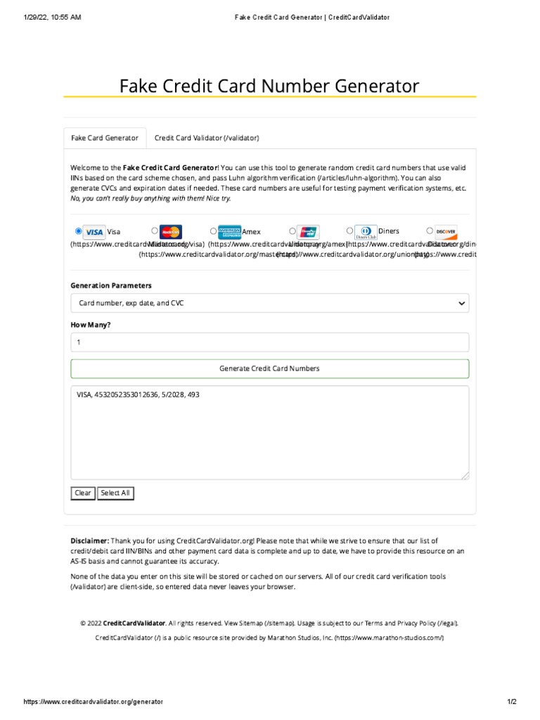 Fake Credit Card Number Generator: No, You Can't Really Buy Anything ...