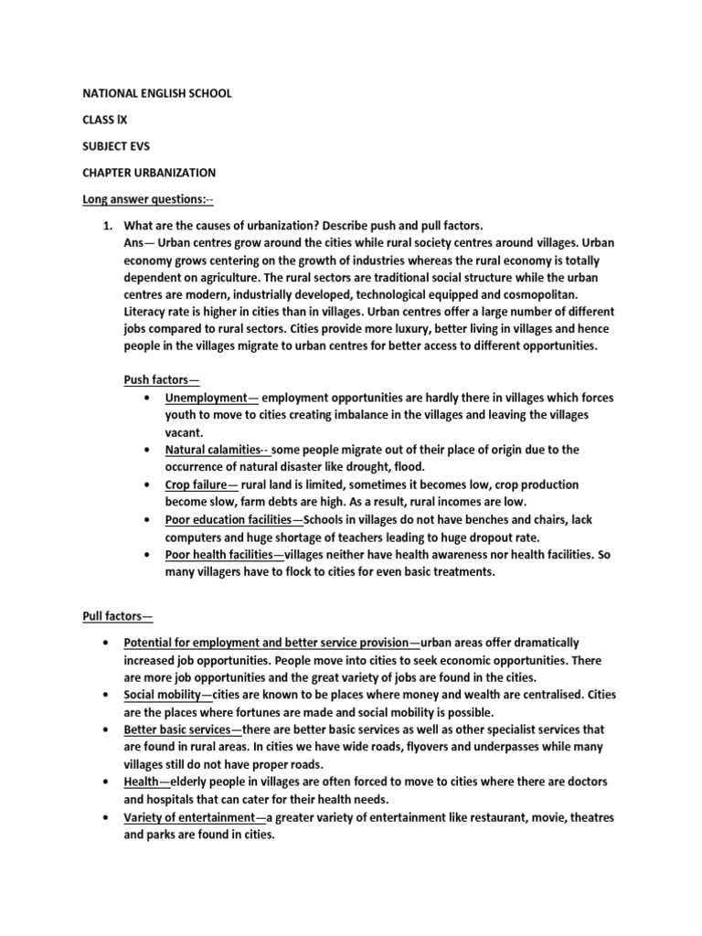 Cls 9 EVS Mod 3 On Urbanisation | PDF | Urbanization | Slum