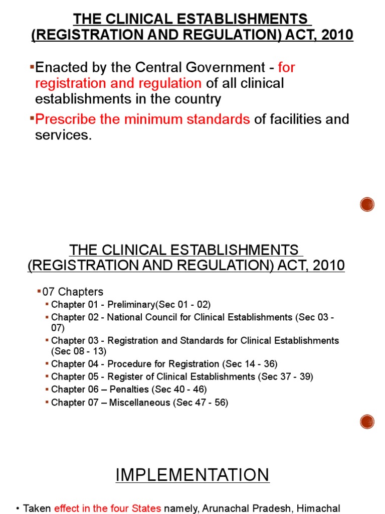 Clinical Establishment Act | PDF | Hospital | Clinic