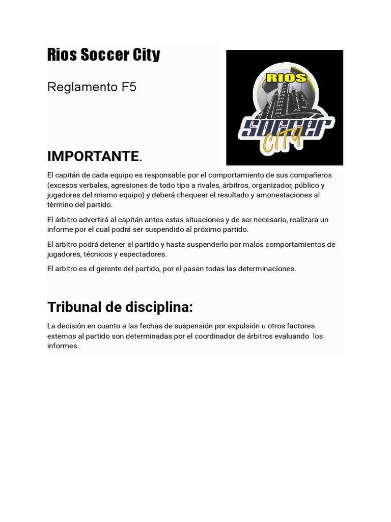 Rios Soccer City F5 | PDF